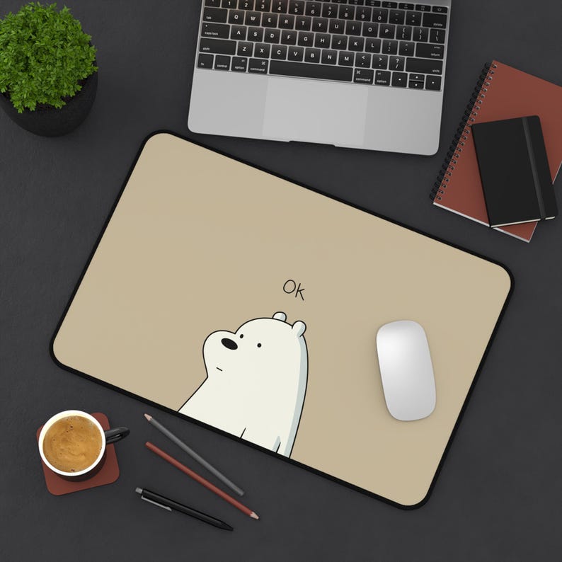 We Bare Bears Ice Bear OK Tan Aesthetic Mousepad | 3 Sizes | Gaming ...