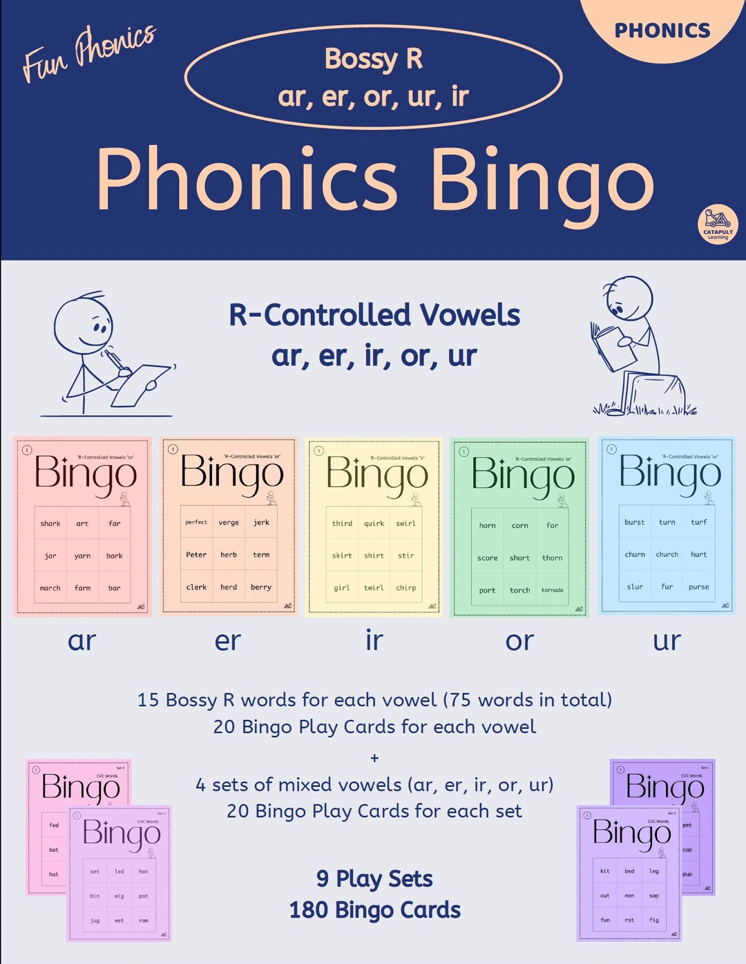 Phonics Bingo R-controlled Vowels Bossy R Ar, Er, Ir, Or, Ur - Etsy