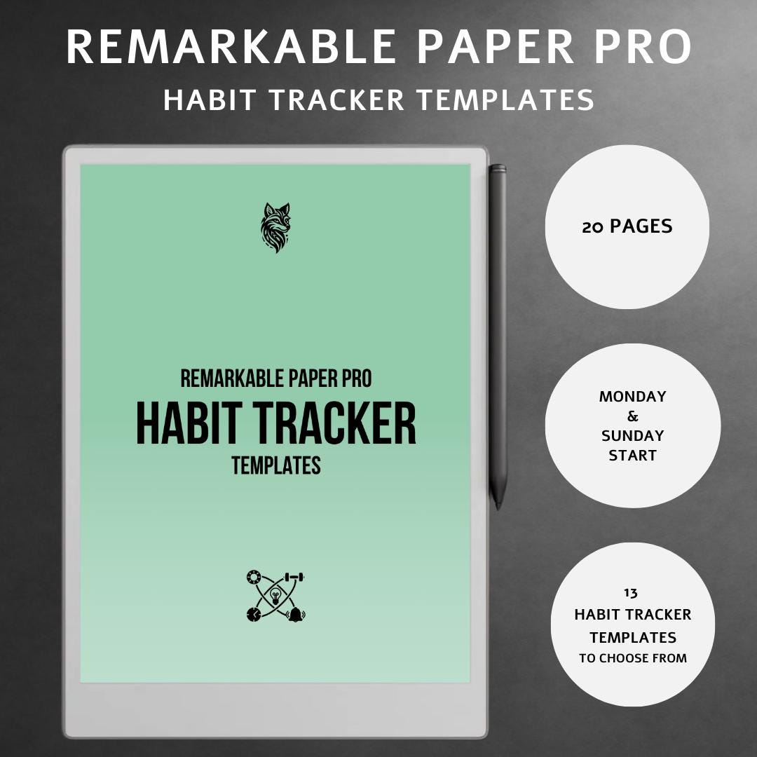 Habit Tracker Templates for Remarkable Paper Pro Minimalistic Style ...