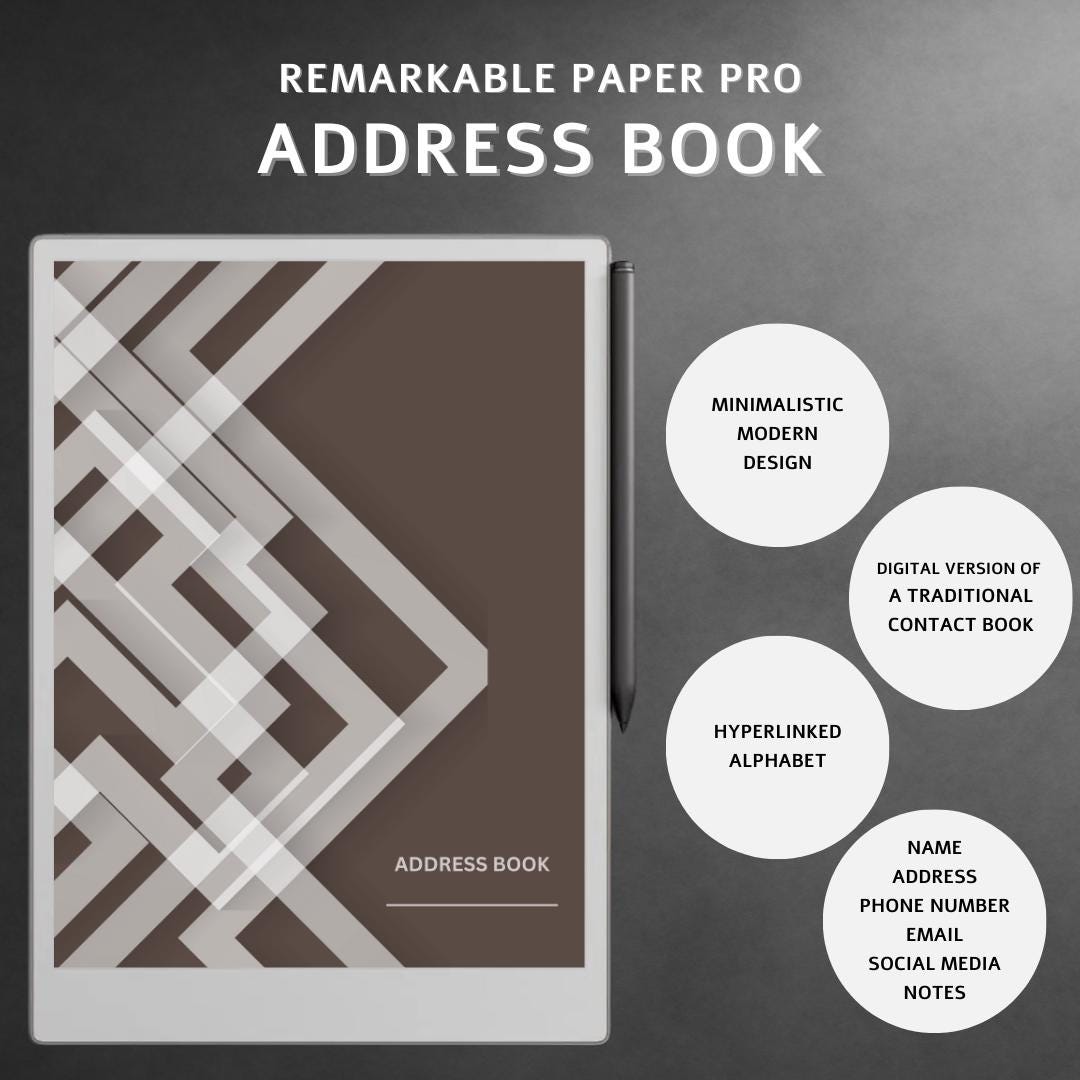 Remarkable Paper Pro Address Book, Contact Book, Phone Book, Digital ...