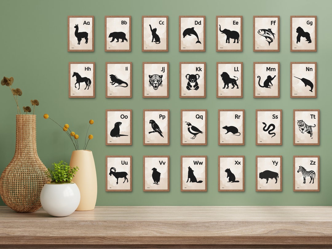 Wild Animals Alphabet Posters Watercolor Brown Digital Download - Etsy