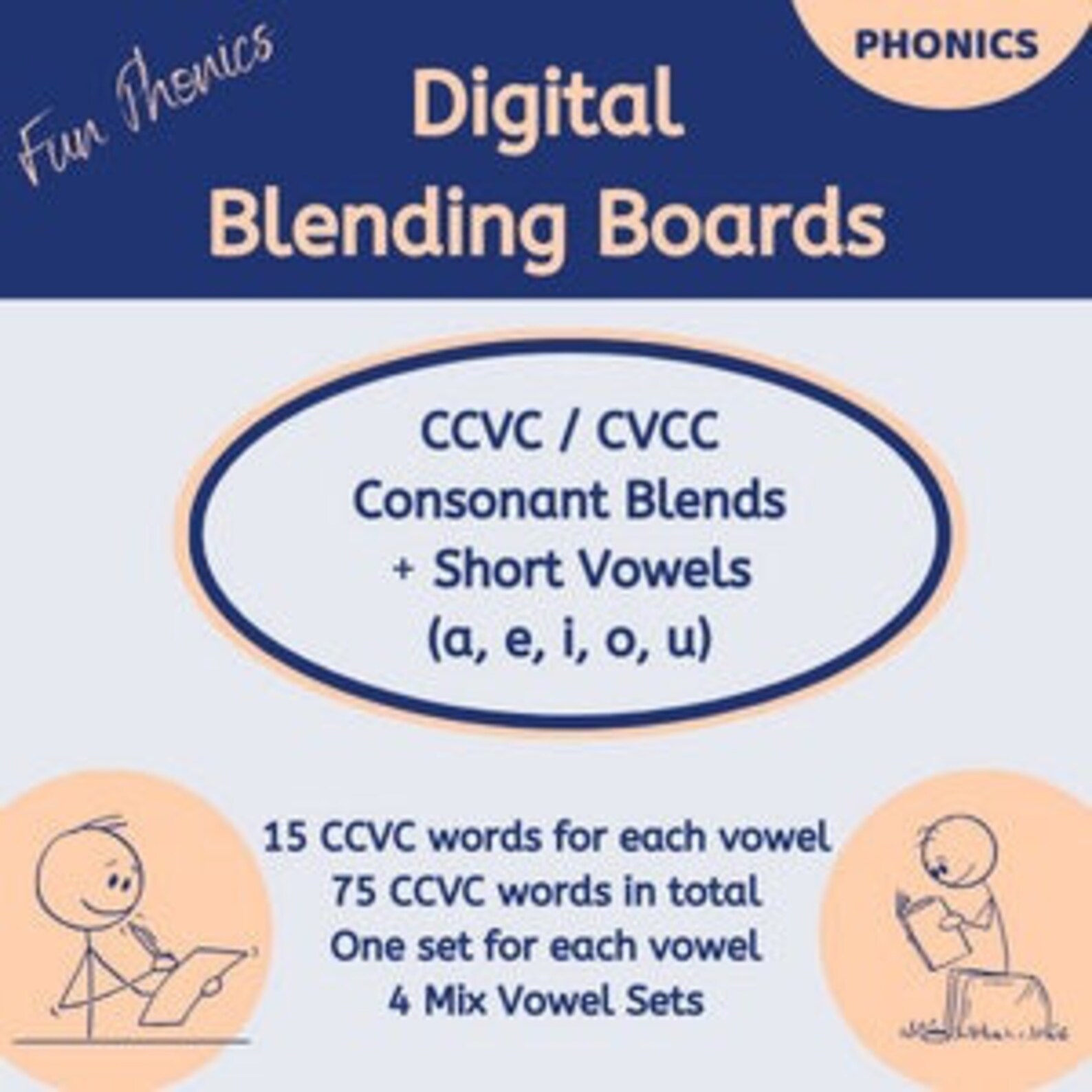 Phonics Digital Blending Boards Consonant Blends CCVC Words - Etsy
