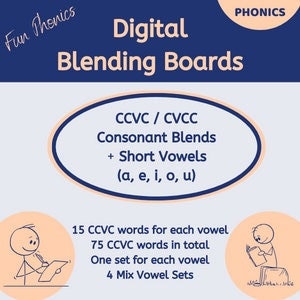 Phonics Digital Blending Boards Consonant Blends CCVC Words - Etsy