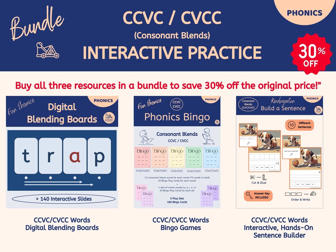 Consonant Blends / Consonant Clusters CCVC/CVCC Phonics Activities ...