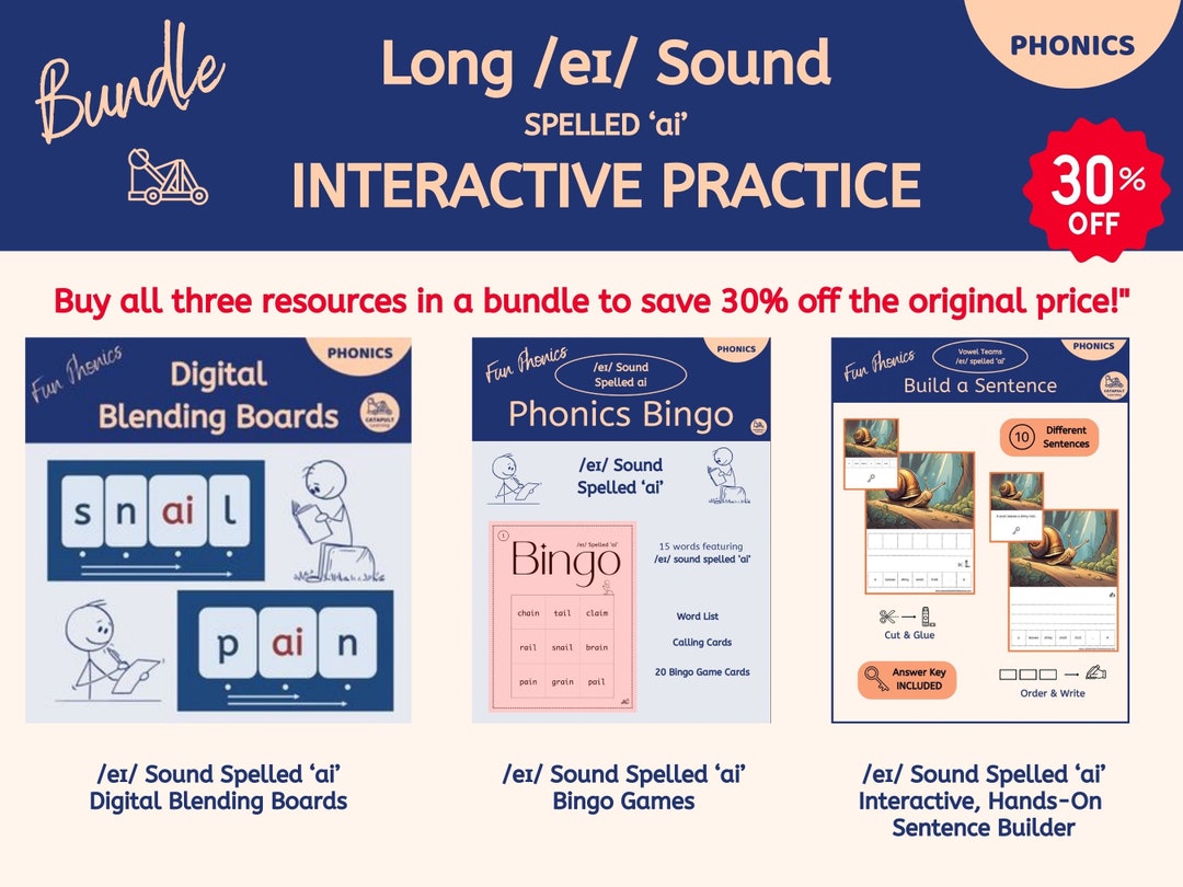 Sound /eɪ/ Spelled 'ai' Phonics Activities BUNDLE - Etsy