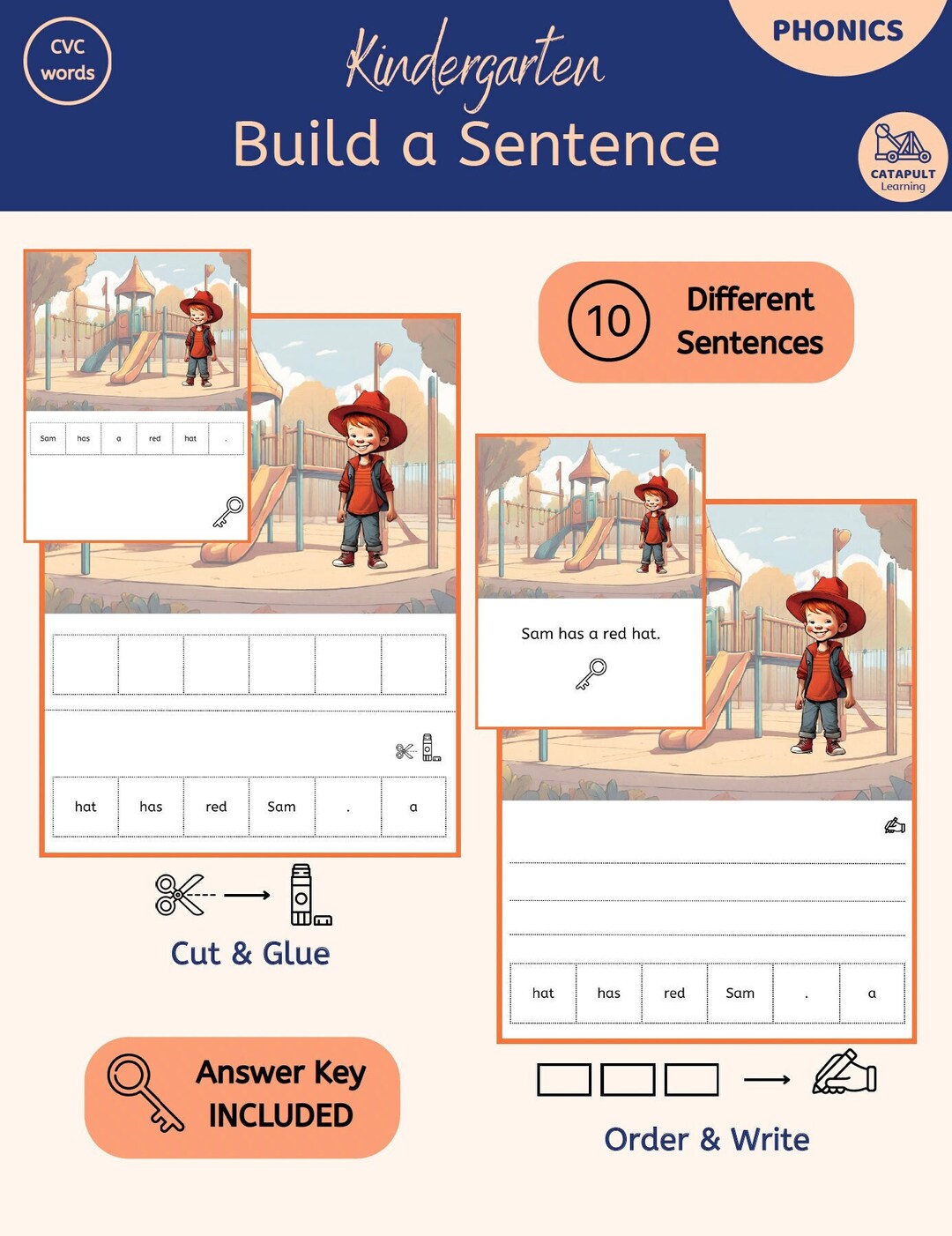 Phonics CVC Words Sentence Builder Hands-on Activities - Etsy UK