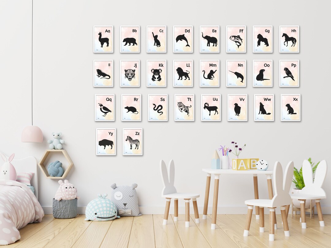 Wild Animals Alphabet Posters Watercolor Rainbow Digital Download - Etsy