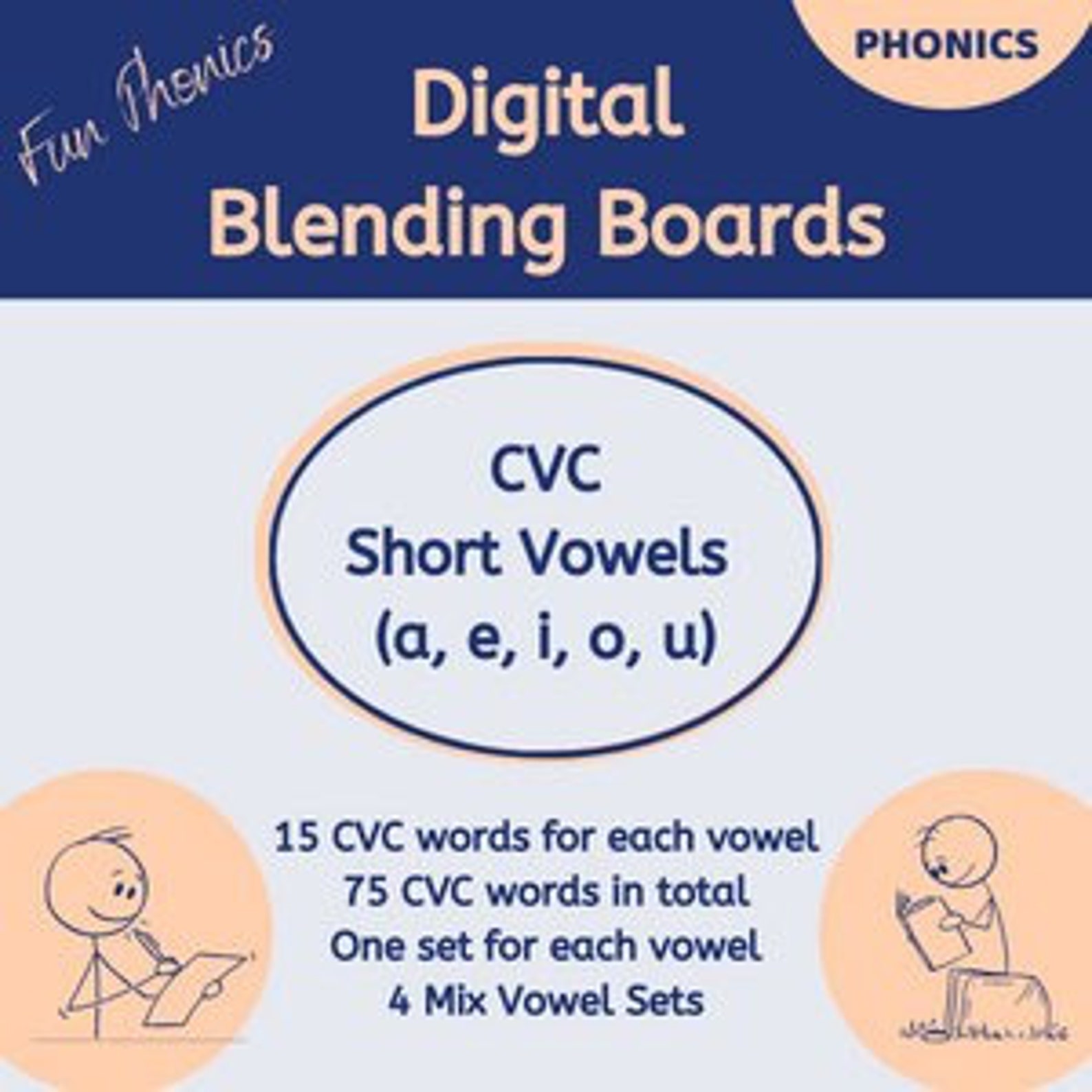 Phonics Digital Blending Boards CVC Words - Etsy