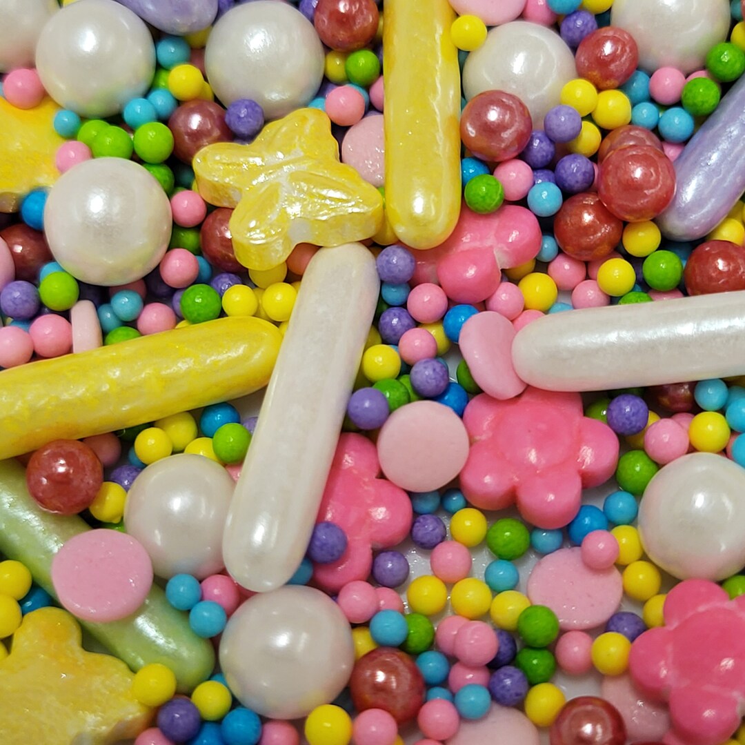 Summer Pastel Sprinkle Mix Shapes Sprinkles Flowers Butterfly Cupcake ...