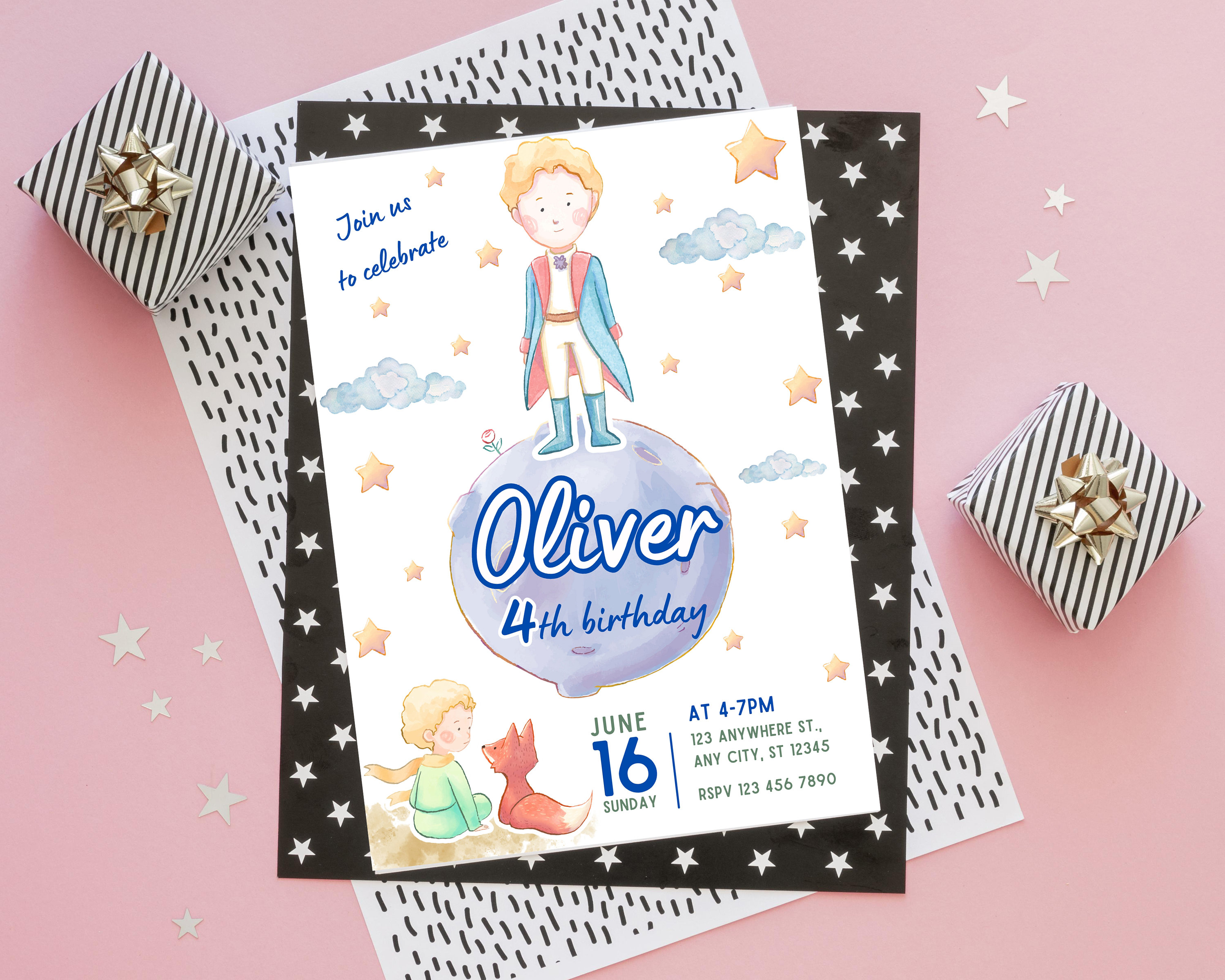 EDITABLE the Little Prince Invitation, Mobil Invite, Little Prince ...