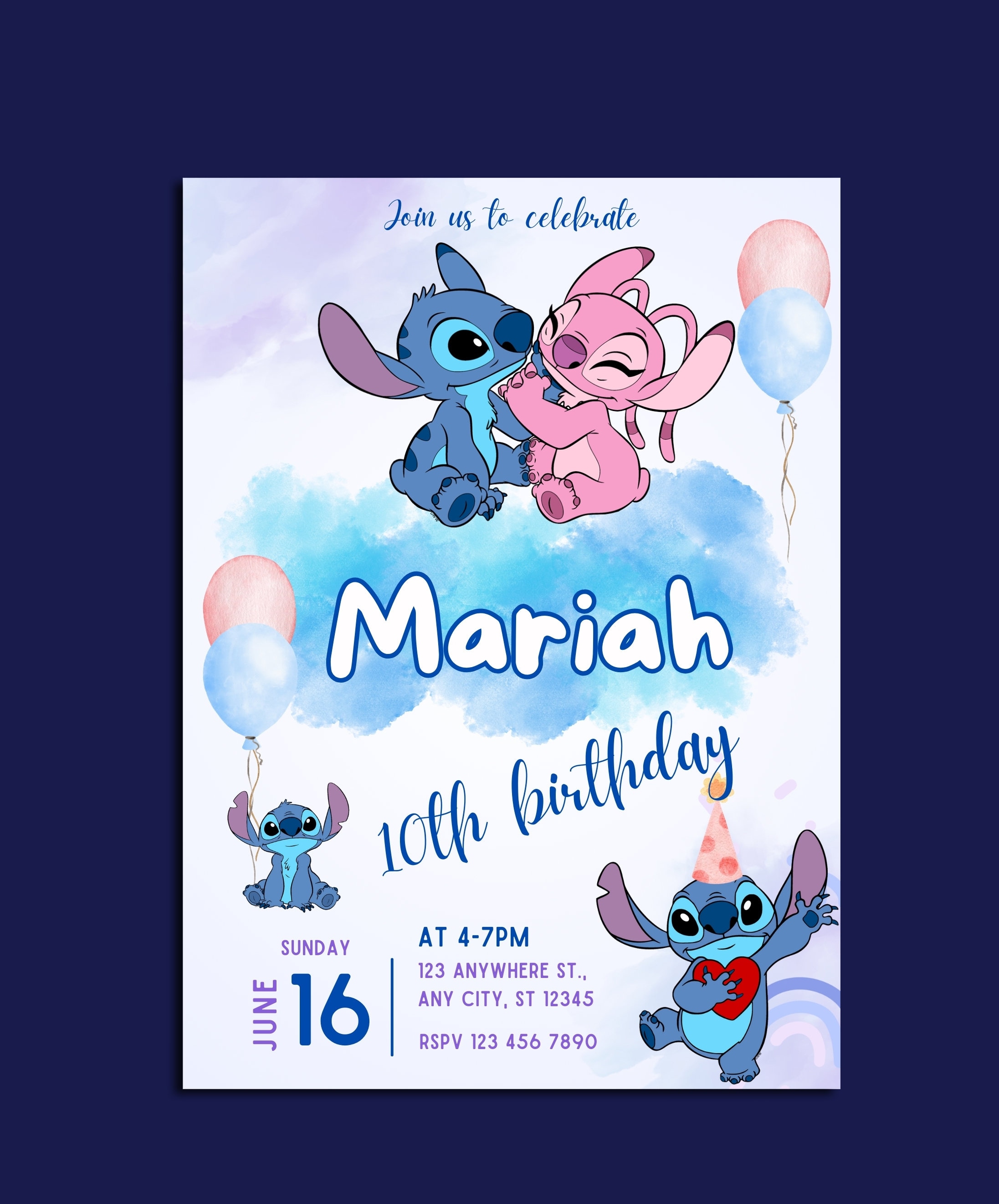 EDITABLE Stitch Invitation, Lilo & Stitch Birthday, Cute Invite, Stitch ...