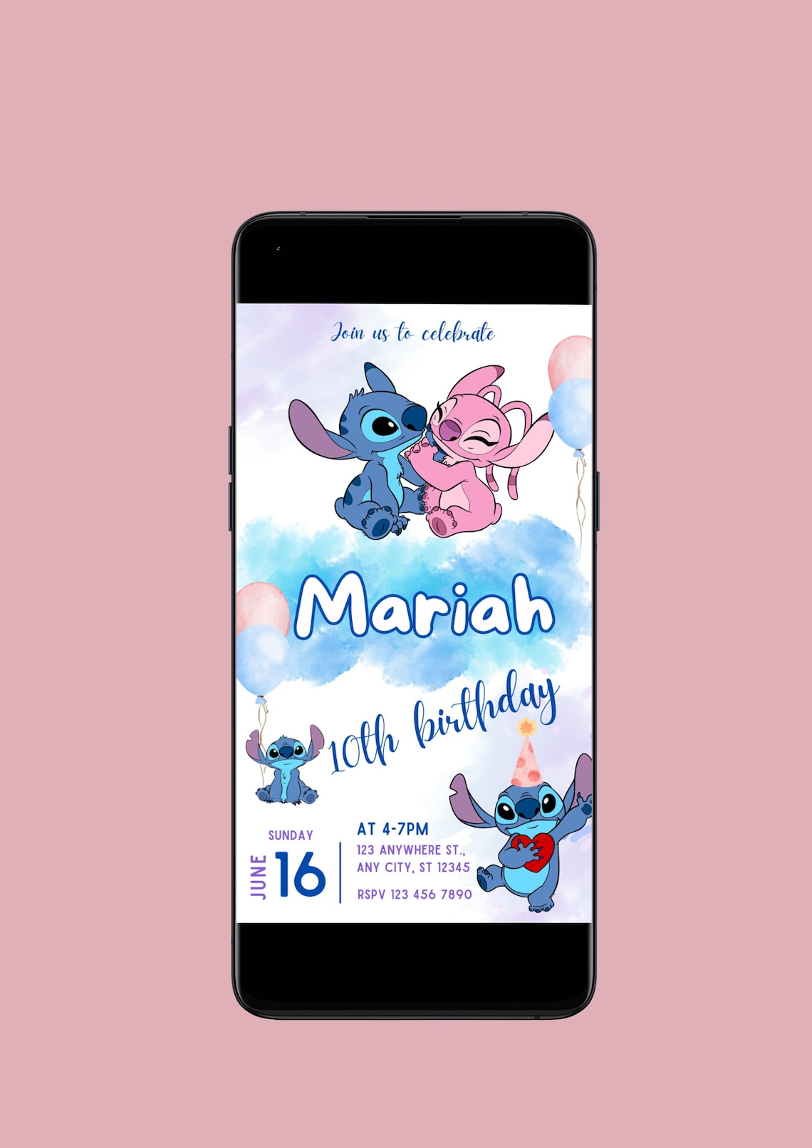 EDITABLE Stitch Invitation, Lilo & Stitch Birthday, Cute Invite, Stitch ...