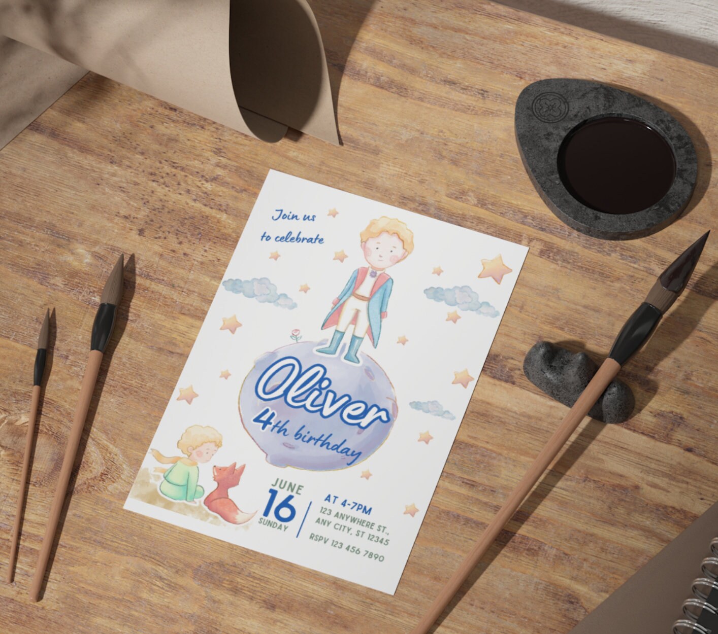 EDITABLE the Little Prince Invitation, Mobil Invite, Little Prince ...