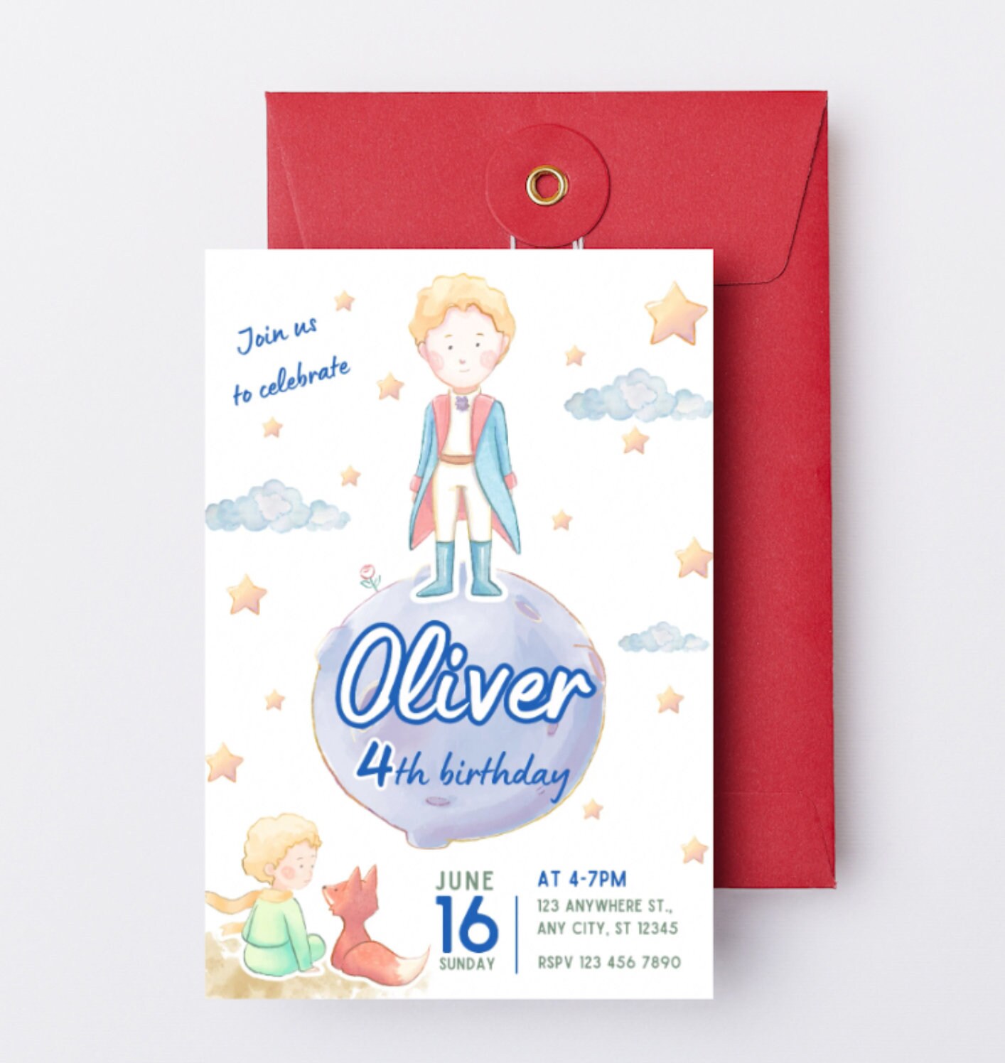 EDITABLE the Little Prince Invitation, Mobil Invite, Little Prince ...