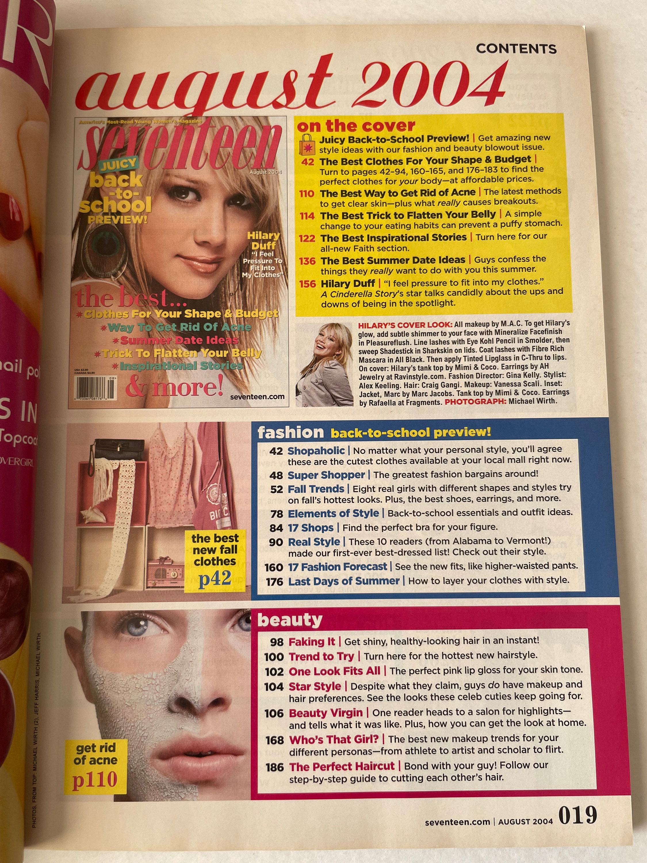 Seventeen Vintage Magazine, August 2004 - Hilary Duff - Very Rare Find ...