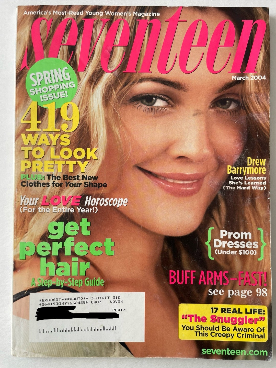Seventeen Vintage Magazine, March 2004 - Drew Barrymore - Very Rare ...