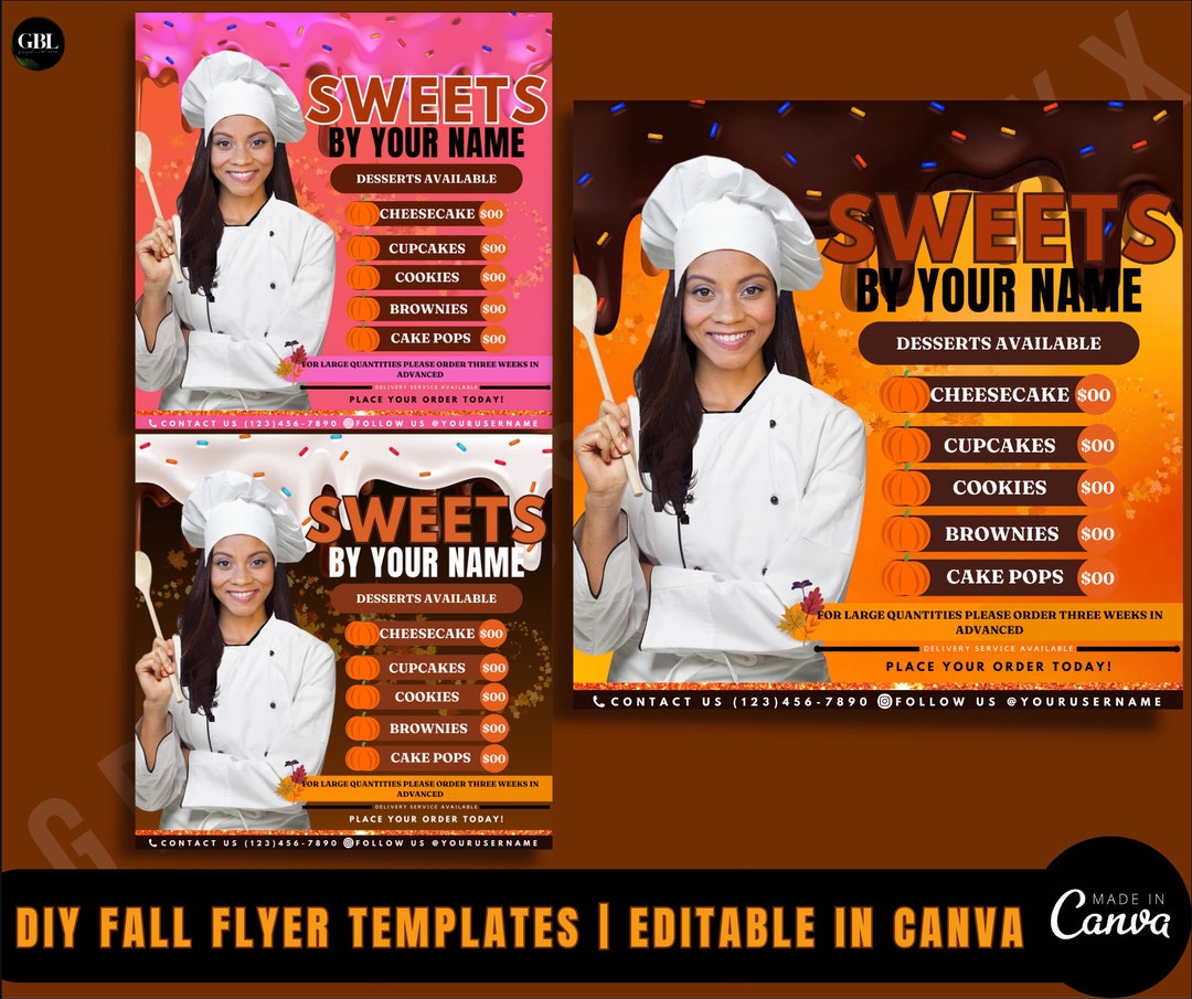 Fall Flyertemplate DIY Flyer Template Design Sweets Sale - Etsy