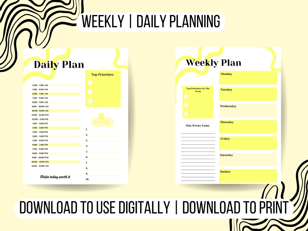 Daily and Weekly Planning Bundle Digital Download Printable - Etsy