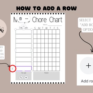 Editable Chore Chart Digital Download Instant Download Printable - Etsy