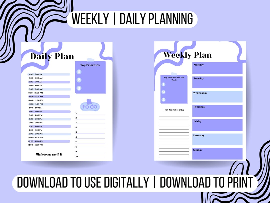 Daily and Weekly Planning Bundle Digital Download Printable - Etsy