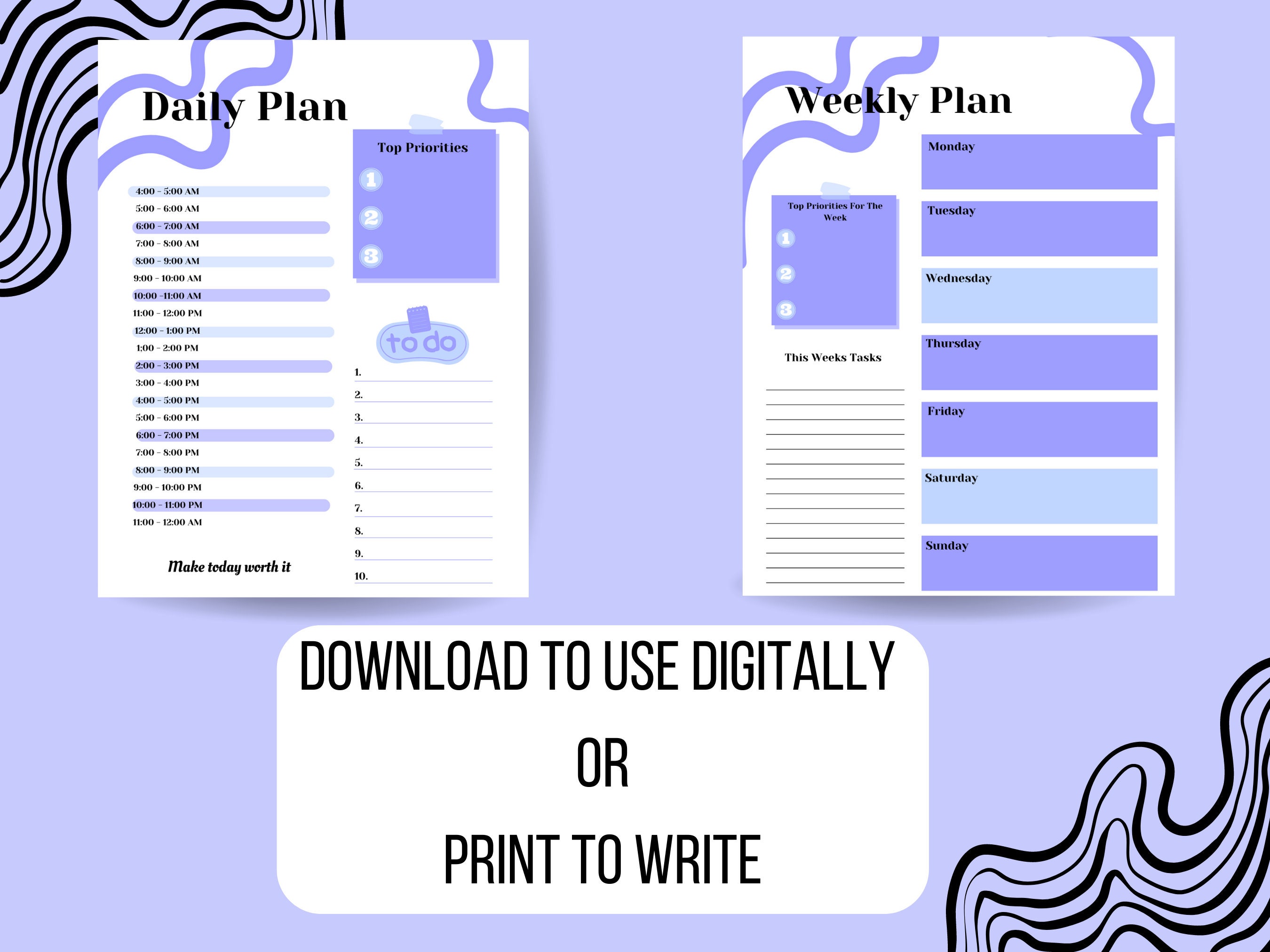 Daily and Weekly Planning Bundle Digital Download Printable - Etsy