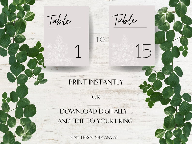 Customizable Table Number Templates Weddings Parties - Etsy