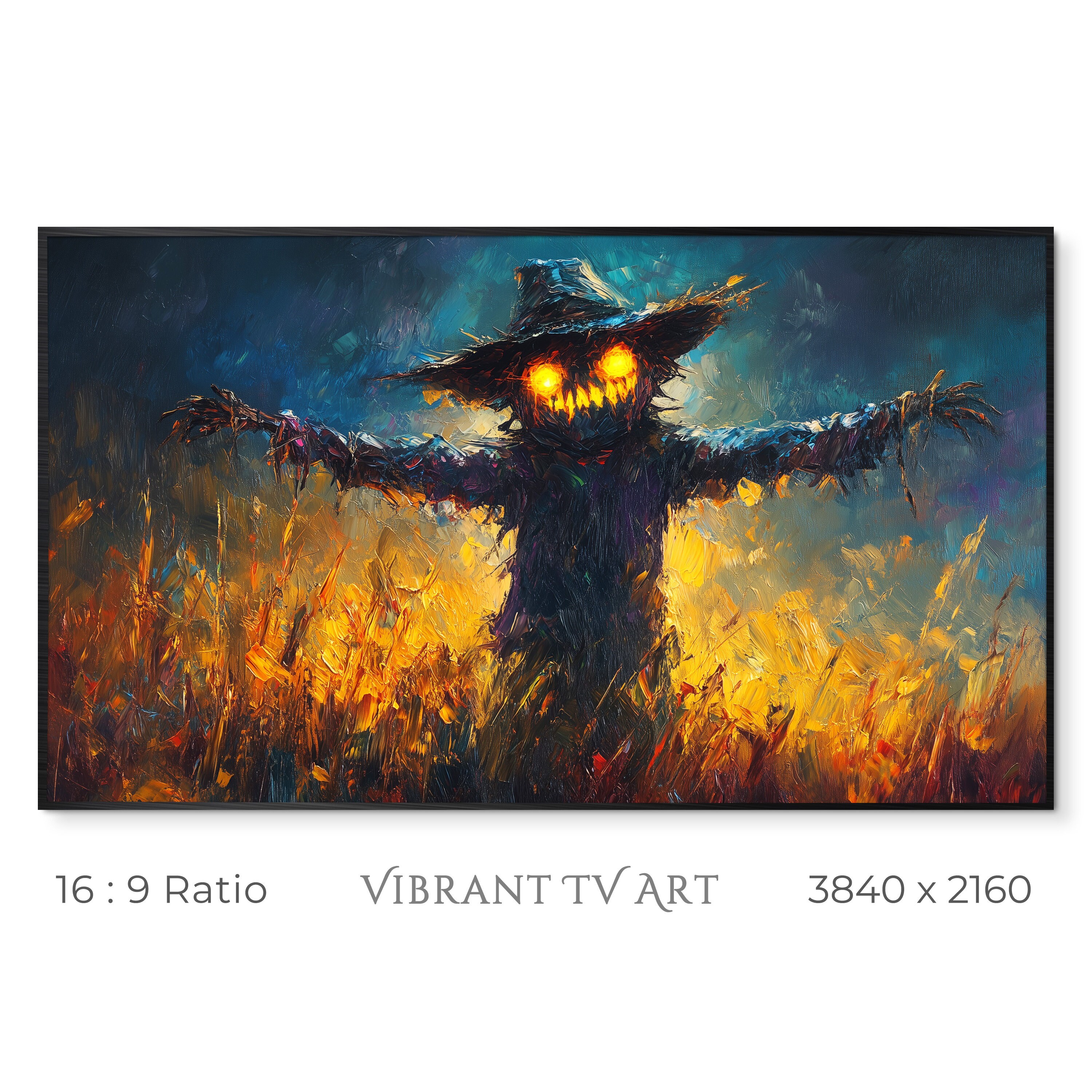 Halloween Frame TV Art, Scarecrow Digital Painting, Art for Frame TV ...