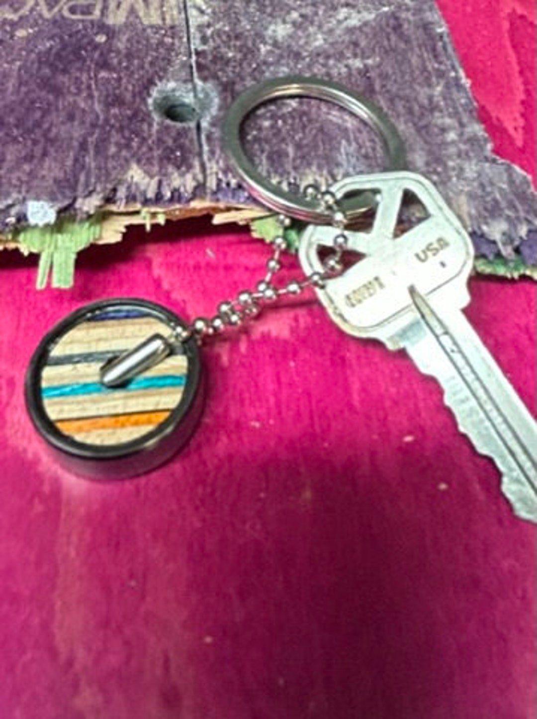 Recycled Skateboard Keychain - Etsy