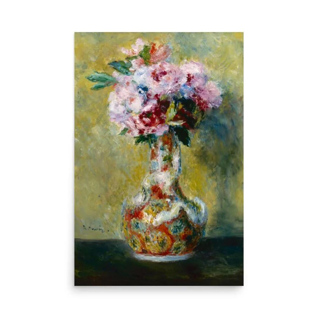 Bouquet in a Vase 1878 Auguste Renoir Floral Vintage Painting Flowers ...
