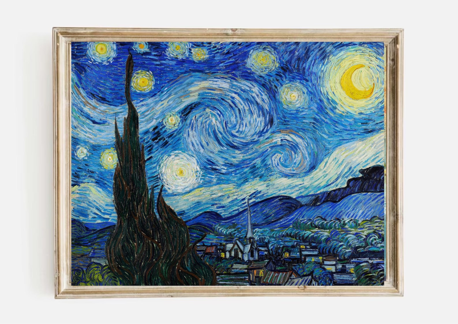 The Starry Night 1889 Painting by Vincent Van Gogh Printable Vintage ...