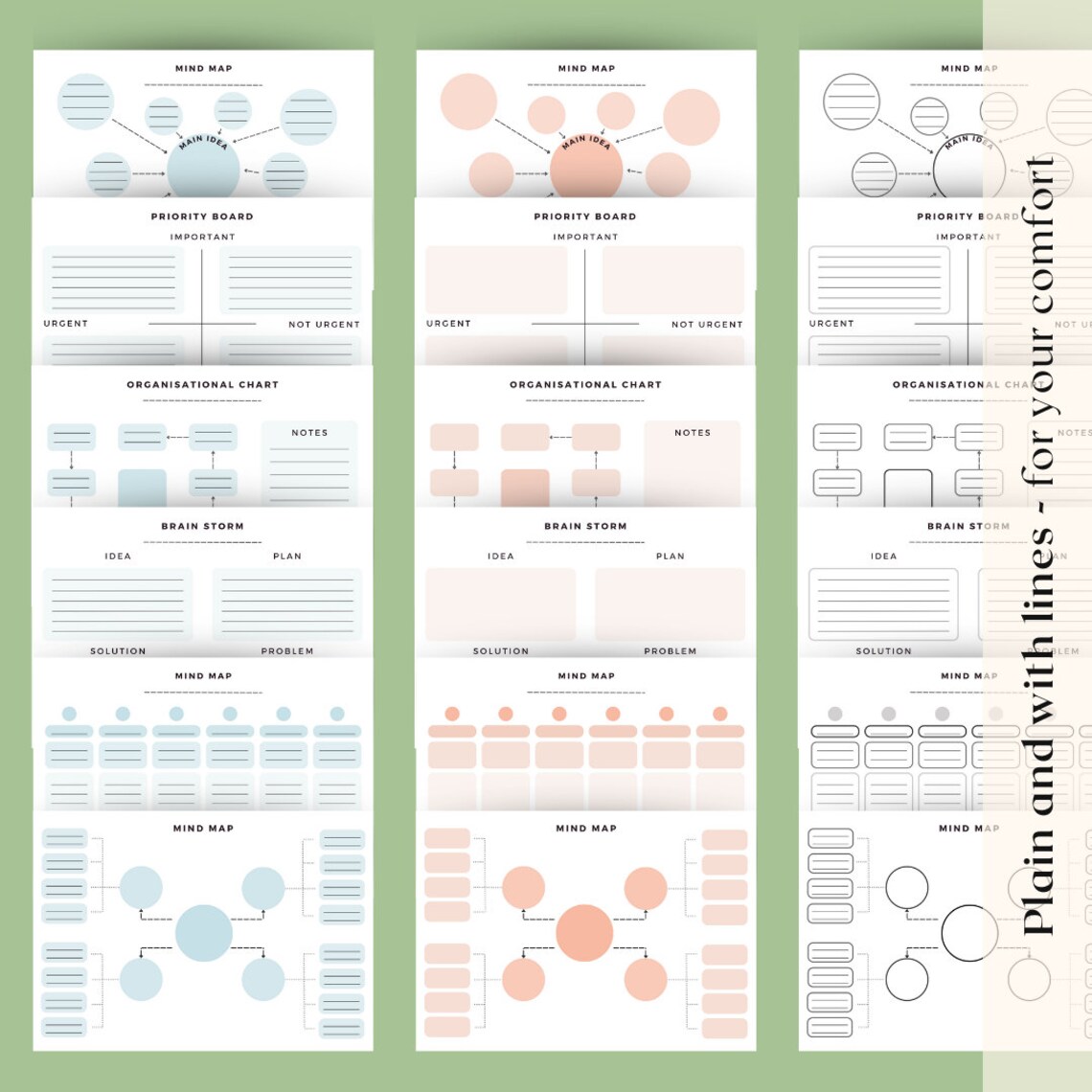 Mind Map Printable PDF A Minimalistic Mind Map Instant - Etsy