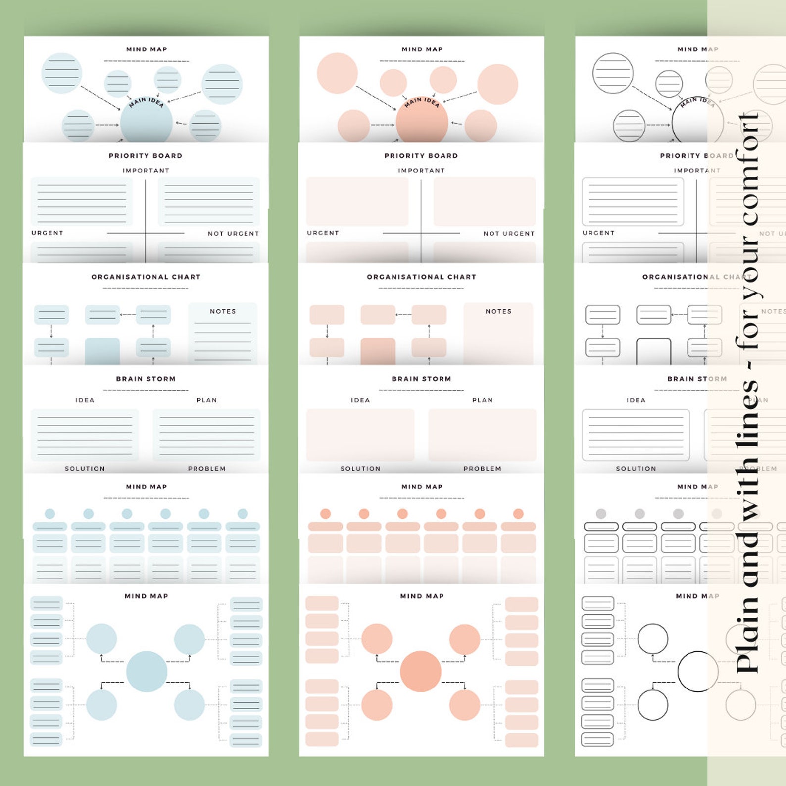 Mind Map Printable PDF A Minimalistic Mind Map Instant - Etsy