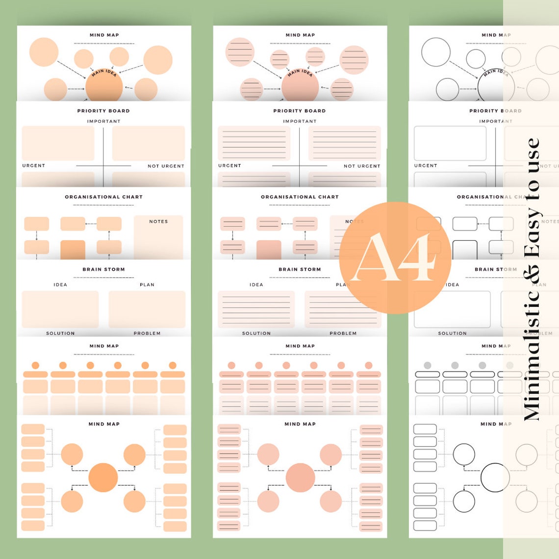 Mind Map Printable PDF A Minimalistic Mind Map Instant - Etsy
