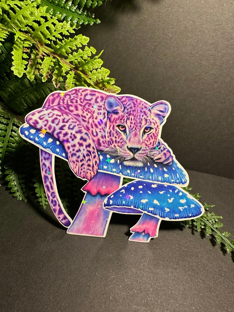 Mushroom Leopard Sticker - Sparkly Holographic - Etsy