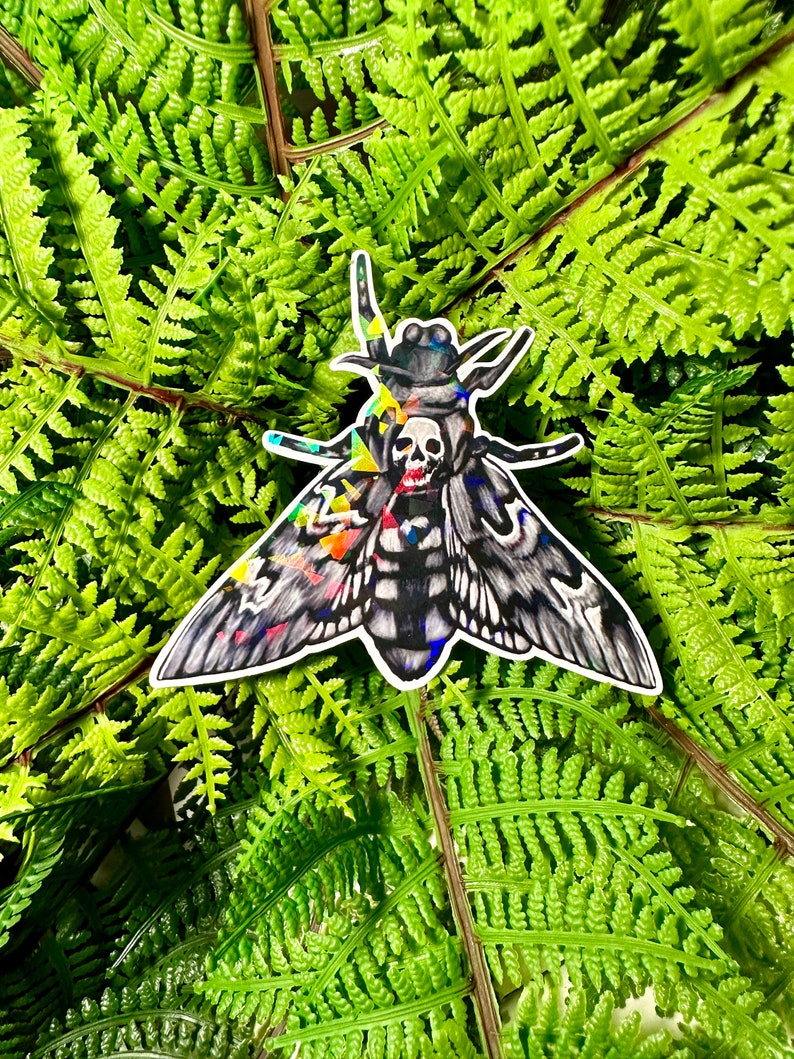 Death Head Moth Sticker - Crackle Holographic - Etsy
