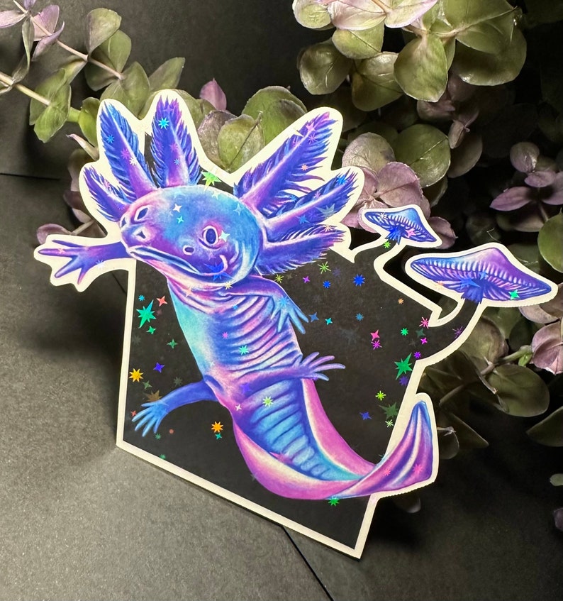 Axolotl Sticker - Sparkly Holographic - Etsy