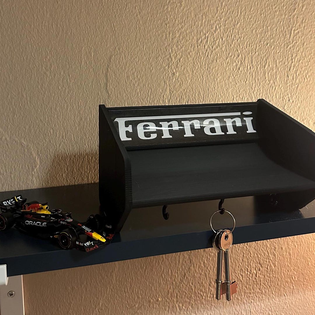 3D Printed Spoiler Key Holder | Unique F1 Wall Art With 3 Key Hooks ...