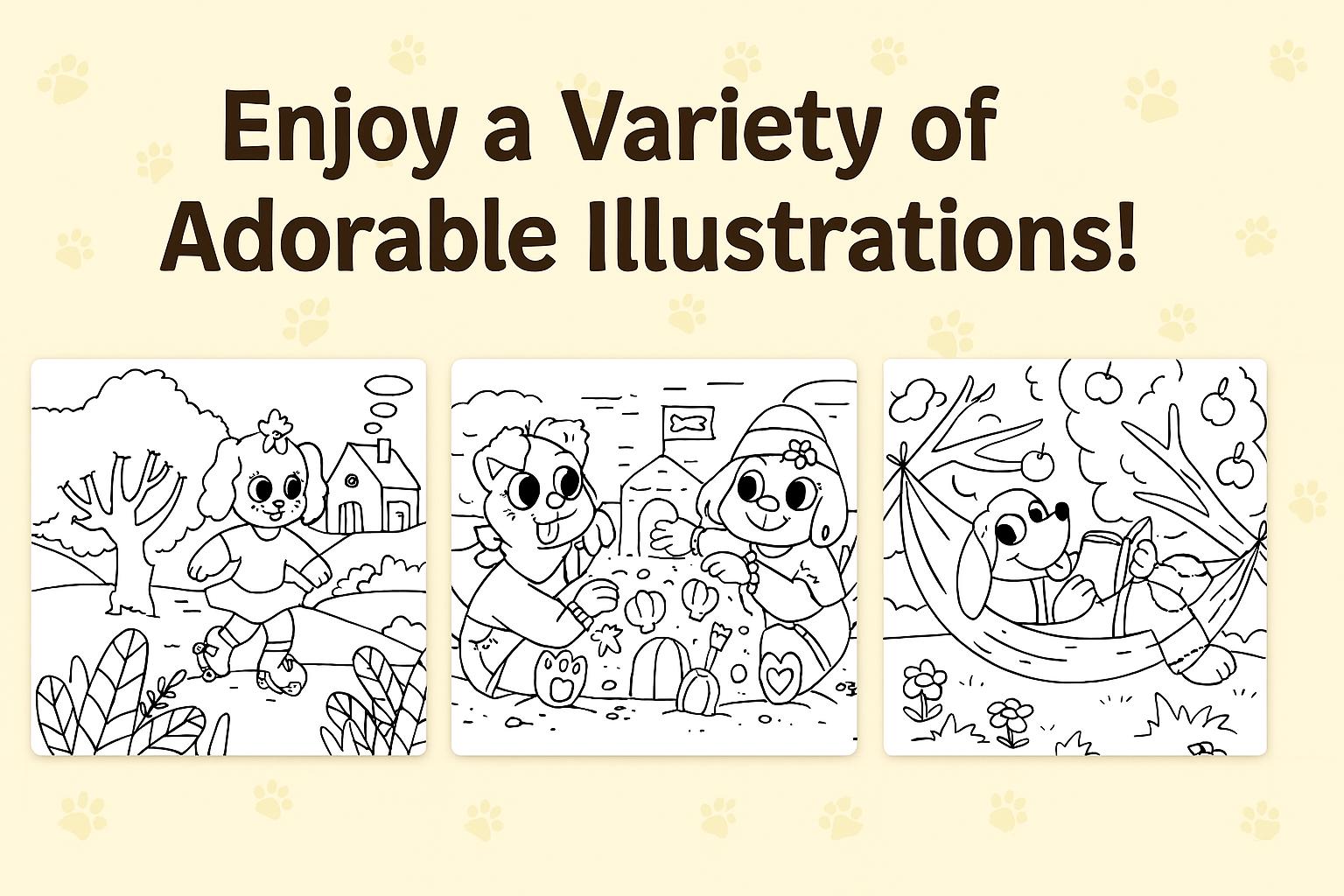 Dog Days Coloring Book – Cute Puppy and Dog Coloring Pages | Printable ...