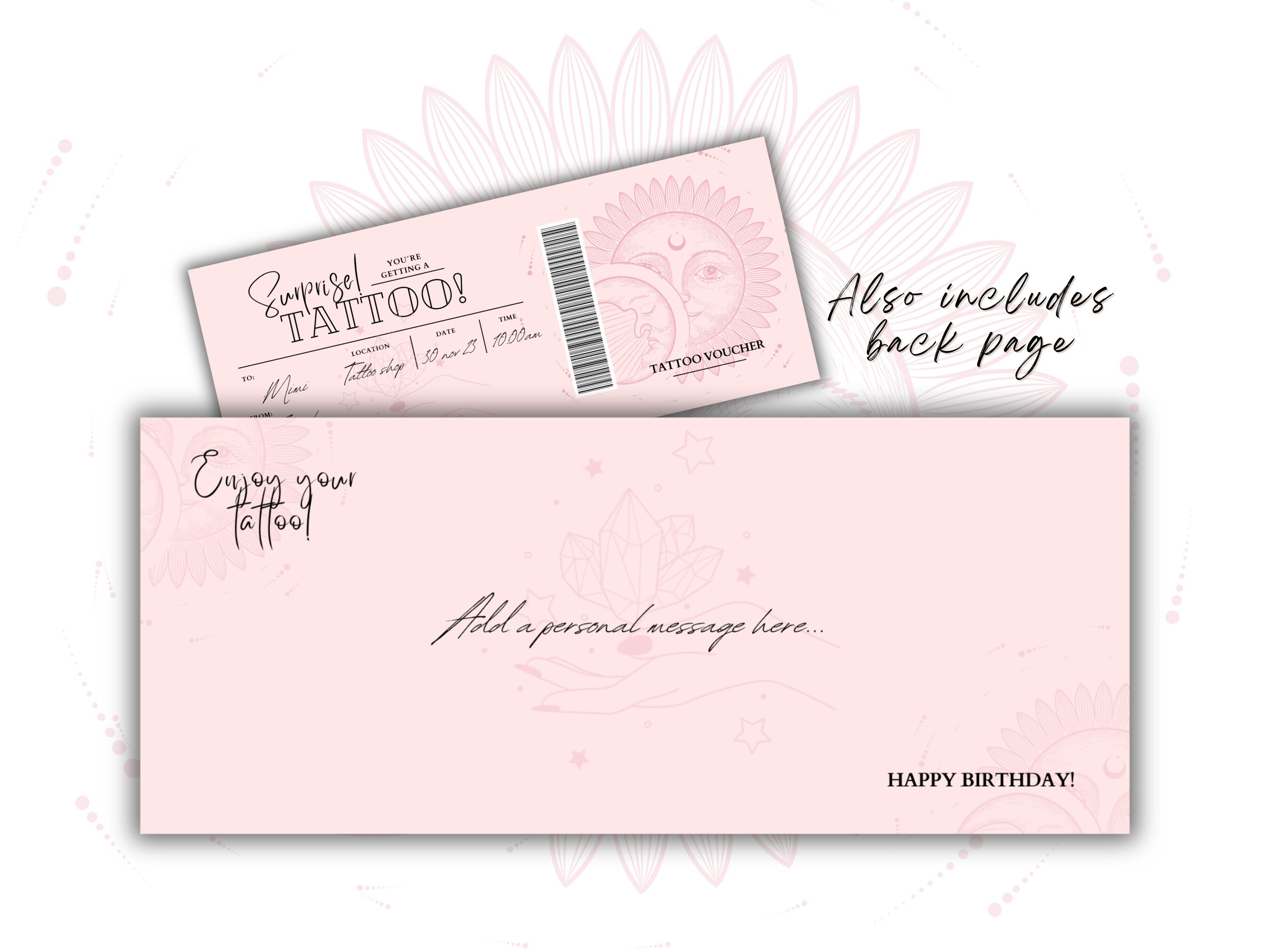 EDITABLE TATTOO GIFT Card tattoo Ticket Templatetattoo Gift - Etsy