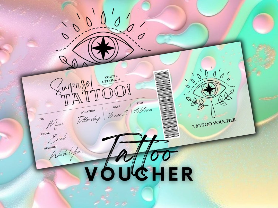 EDITABLE TATTOO GIFT Card |tattoo Ticket Template|tattoo Gift Voucher ...