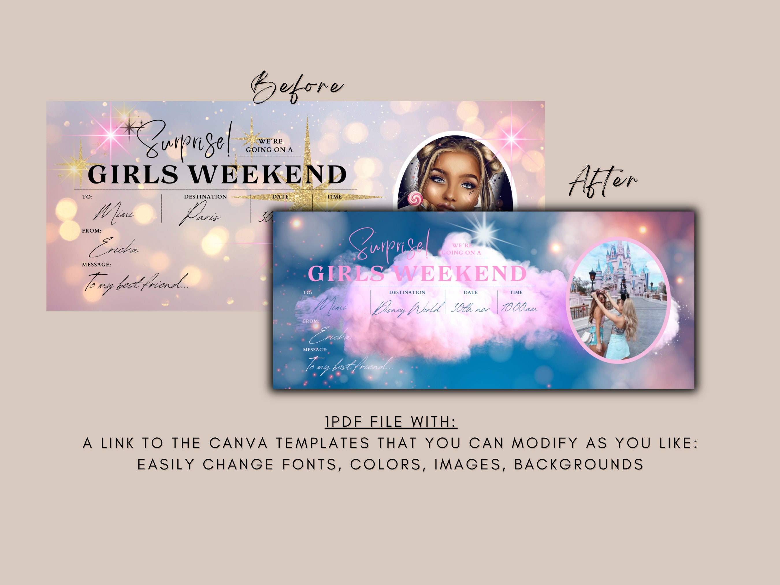 Editable Weekend Getaway Voucher Template| Surprise Trip Ticket ...