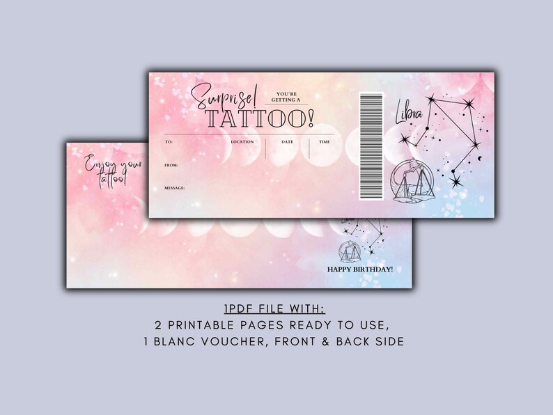 EDITABLE TATTOO GIFT Card |tattoo Ticket Template|tattoo Gift Voucher ...