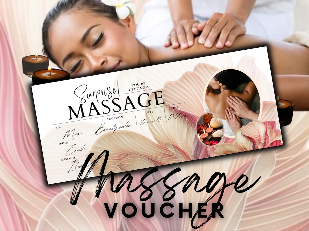 Massage Gift Certificate Template|instant Download|massage Gift Voucher ...