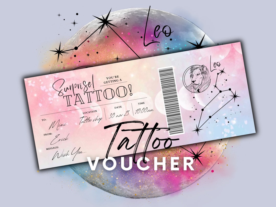 EDITABLE TATTOO GIFT Card |tattoo Ticket Template|tattoo Gift Voucher ...