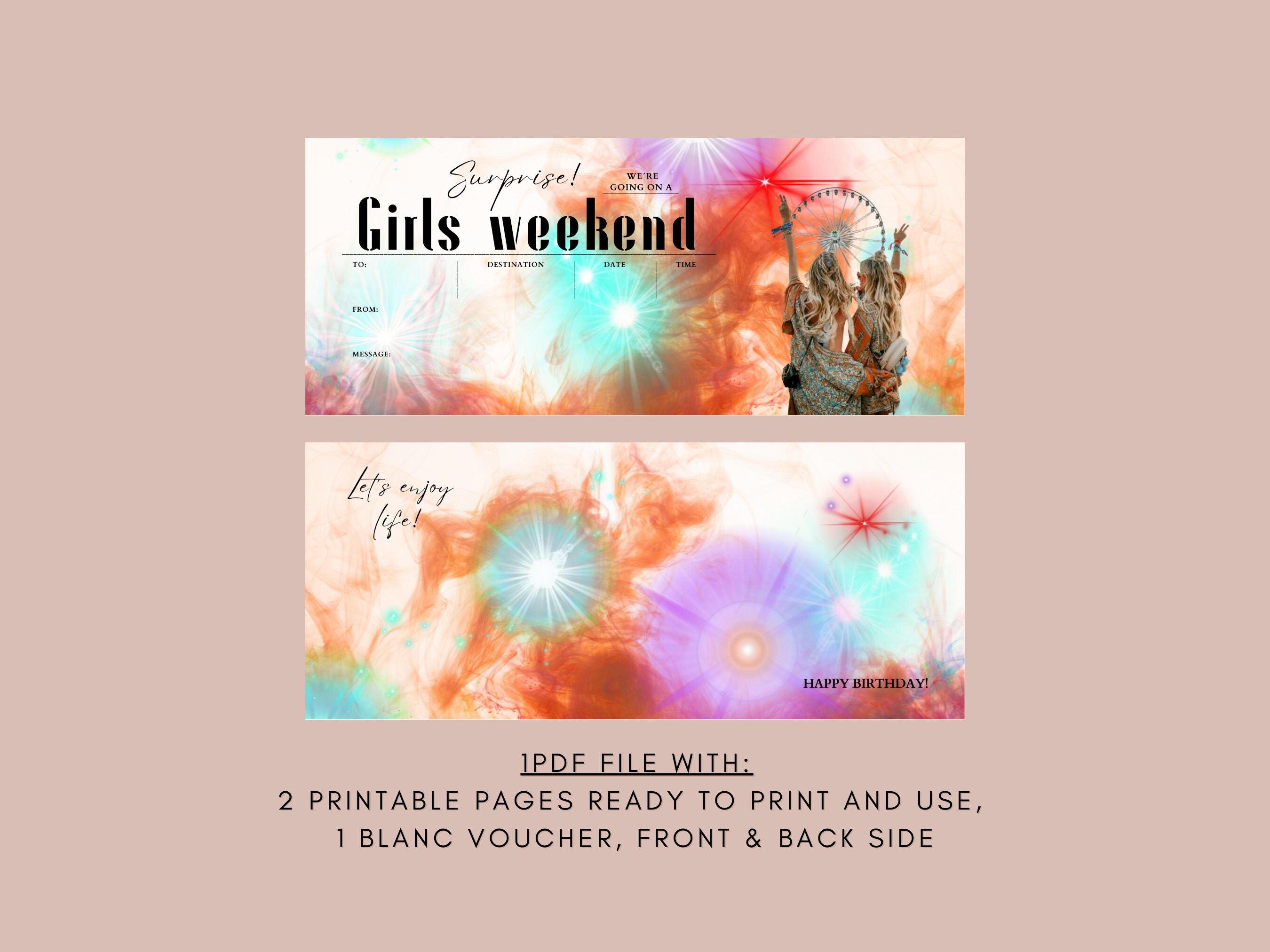 Editable Weekend Getaway Voucher Template| Surprise Trip Ticket ...