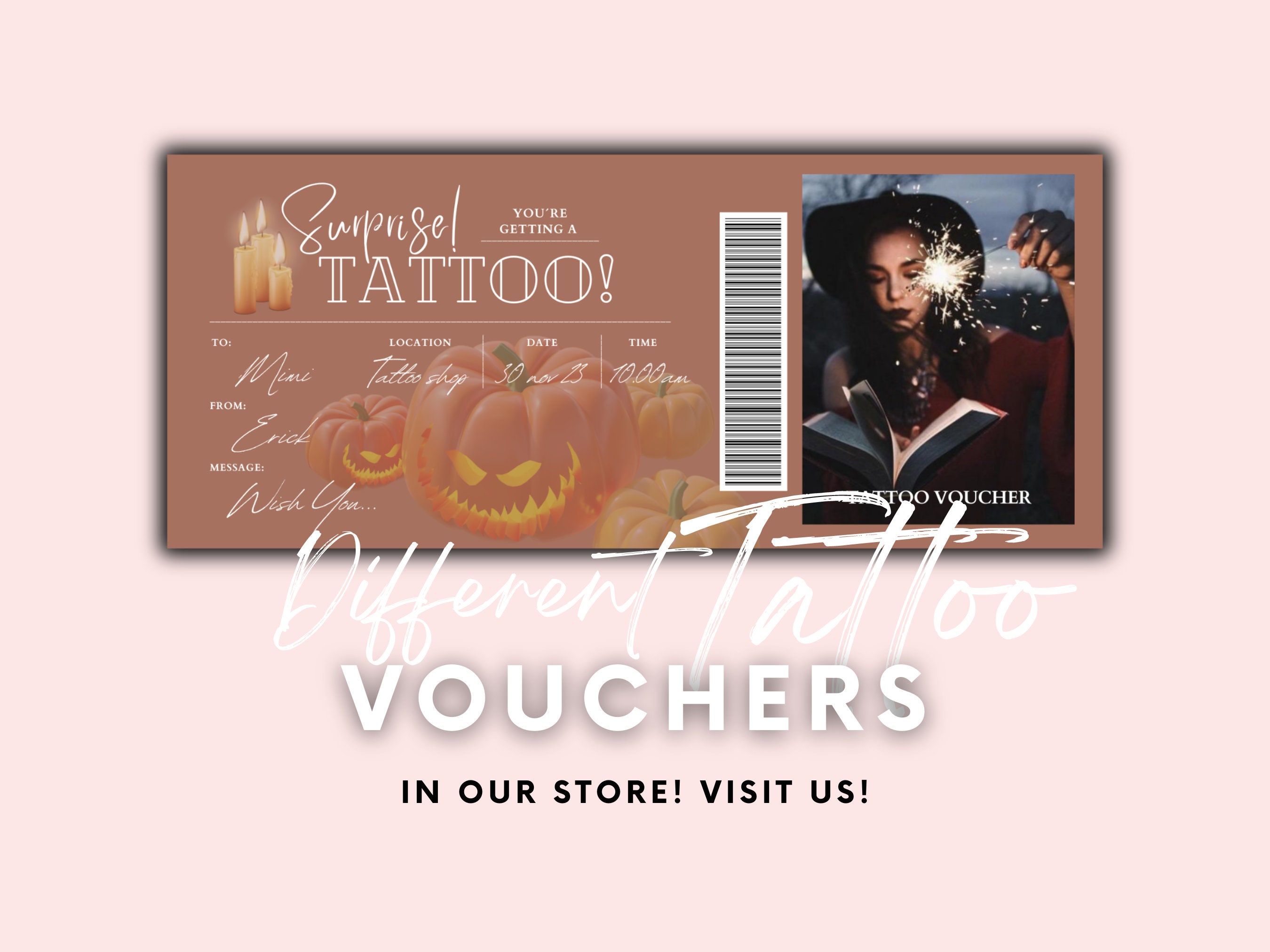 EDITABLE TATTOO GIFT Card tattoo Ticket Templatetattoo Gift ...
