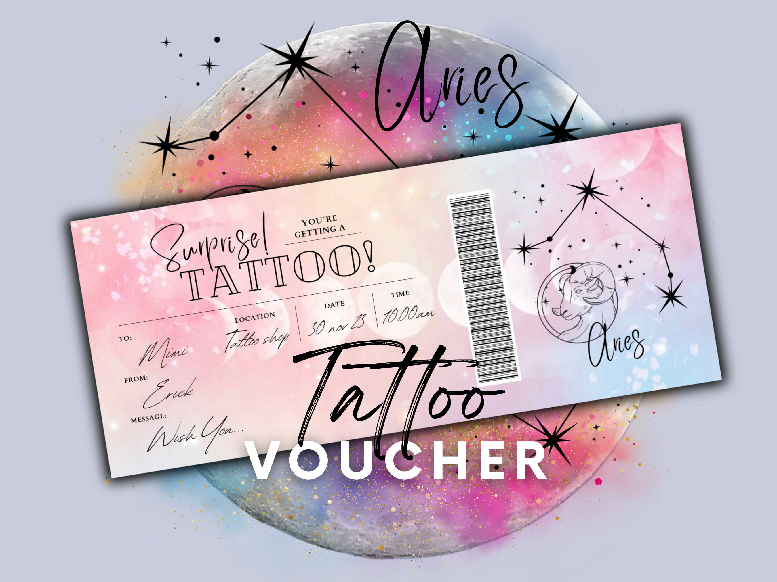 EDITABLE TATTOO GIFT Card|tattoo Ticket Template|tattoo Gift Voucher ...