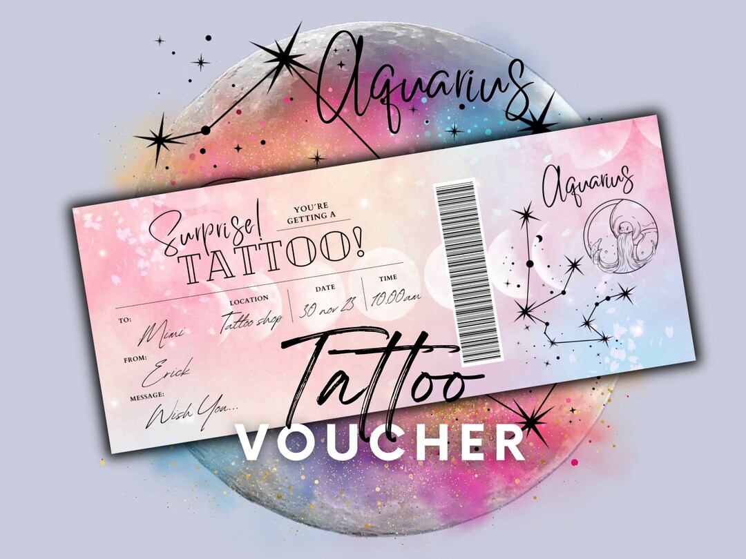 EDITABLE TATTOO GIFT Card |tattoo Ticket Template|tattoo Gift Voucher ...