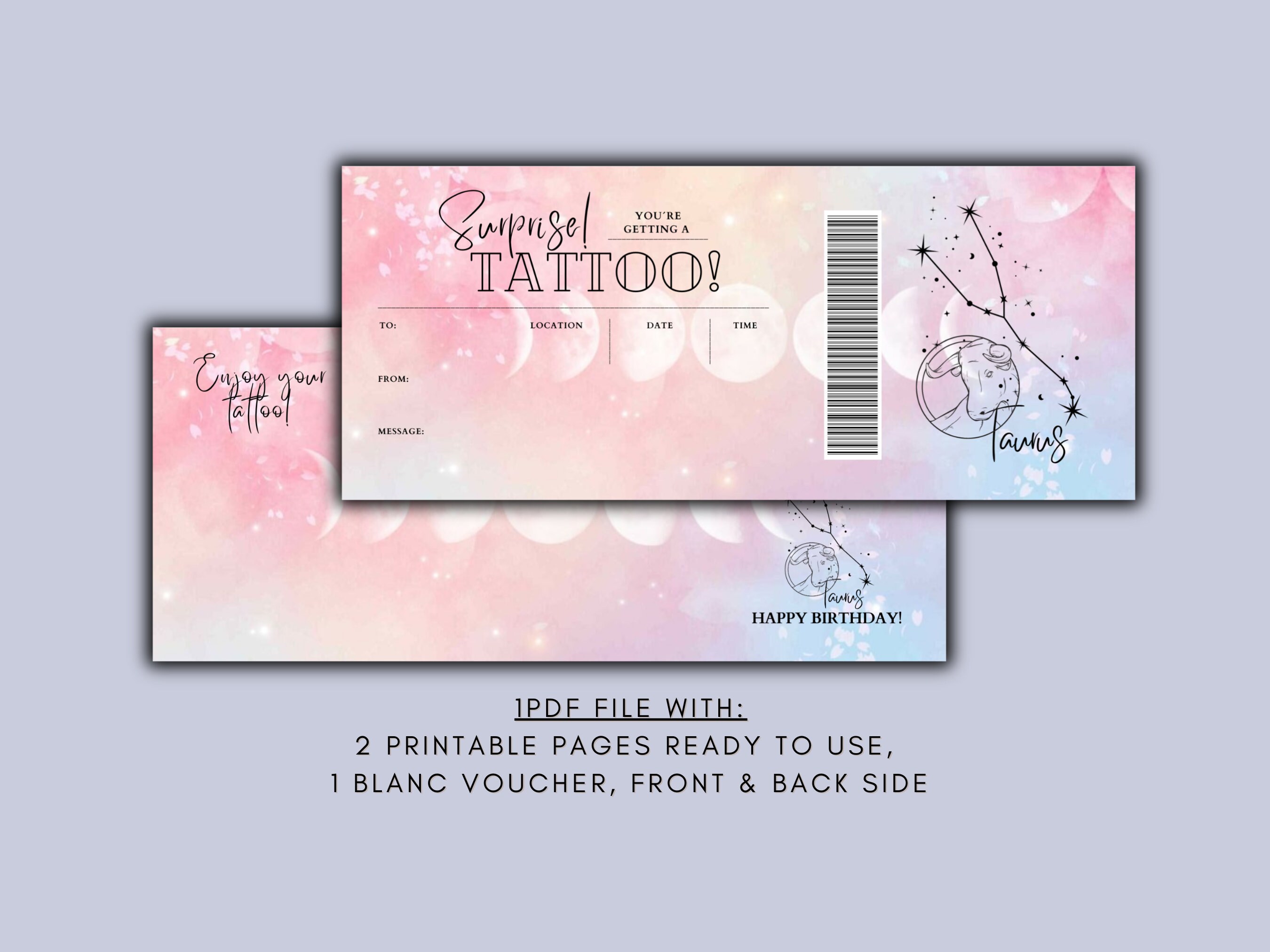 EDITABLE TATTOO GIFT Card tattoo Ticket Templatetattoo Gift - Etsy