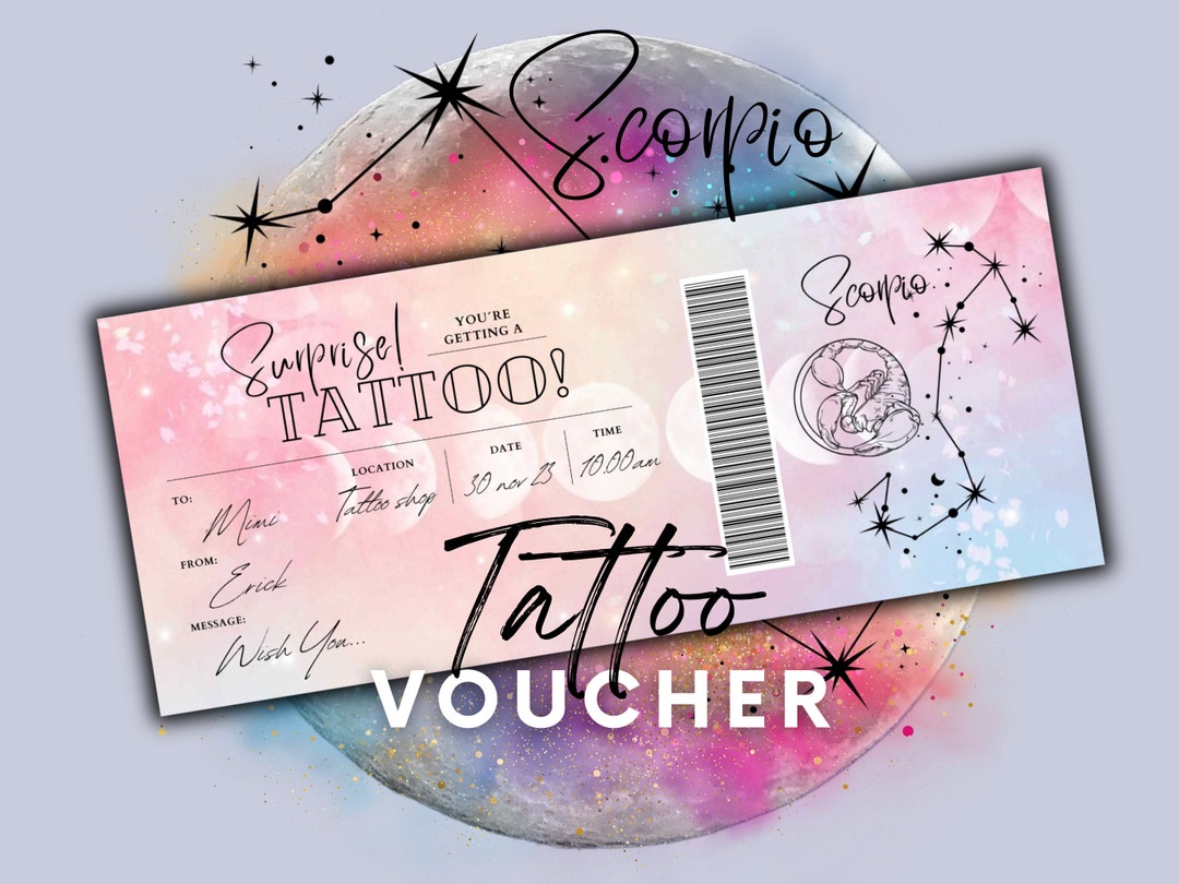 EDITABLE TATTOO GIFT Card |tattoo Ticket Template|tattoo Gift Voucher ...